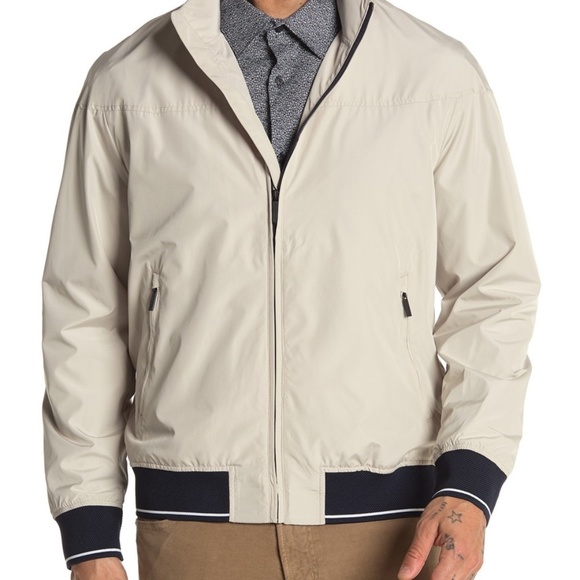 Perry Ellis | Jackets & Coats | Perry Ellis Stripe Banded Zip Rain ...